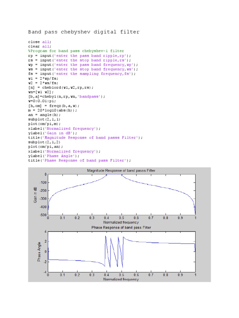 Chebyshev Bandpass Filter Design | PDF