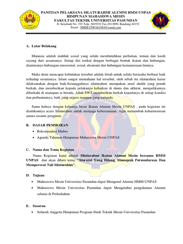 PROPOSAL Silaturahmi Alumni | PDF