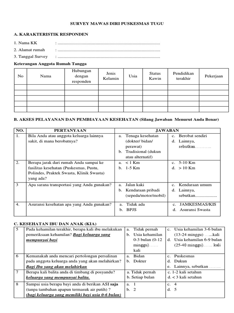 Kuesioner SMD Tugu 2020 | PDF | Kesehatan Holistik