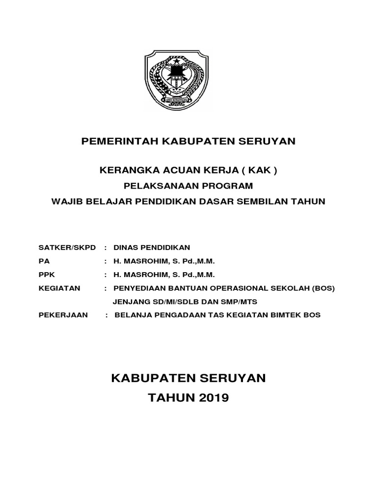 Kak Pengadaan Tas Bos 2019 | PDF