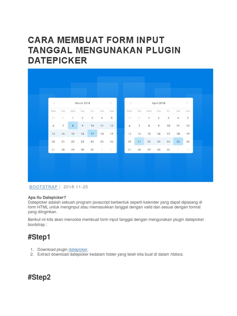 Cara Membuat Form Input Tanggal Mengunakan Plugin Datepicker | PDF