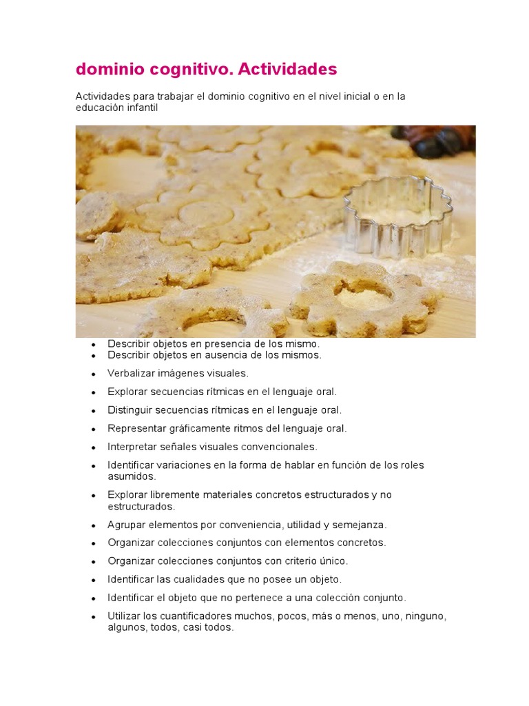 Dominio Cognitivo. Actividades | PDF