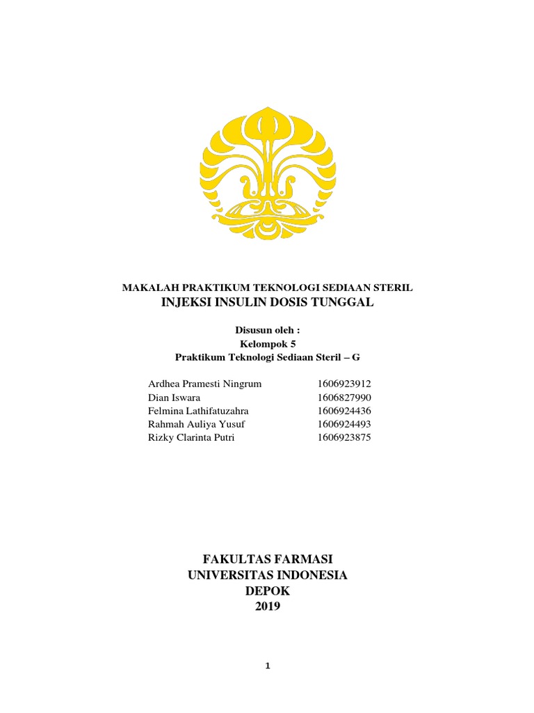 Makalah Praktikum Teknologi Sediaan Steril PDF | PDF