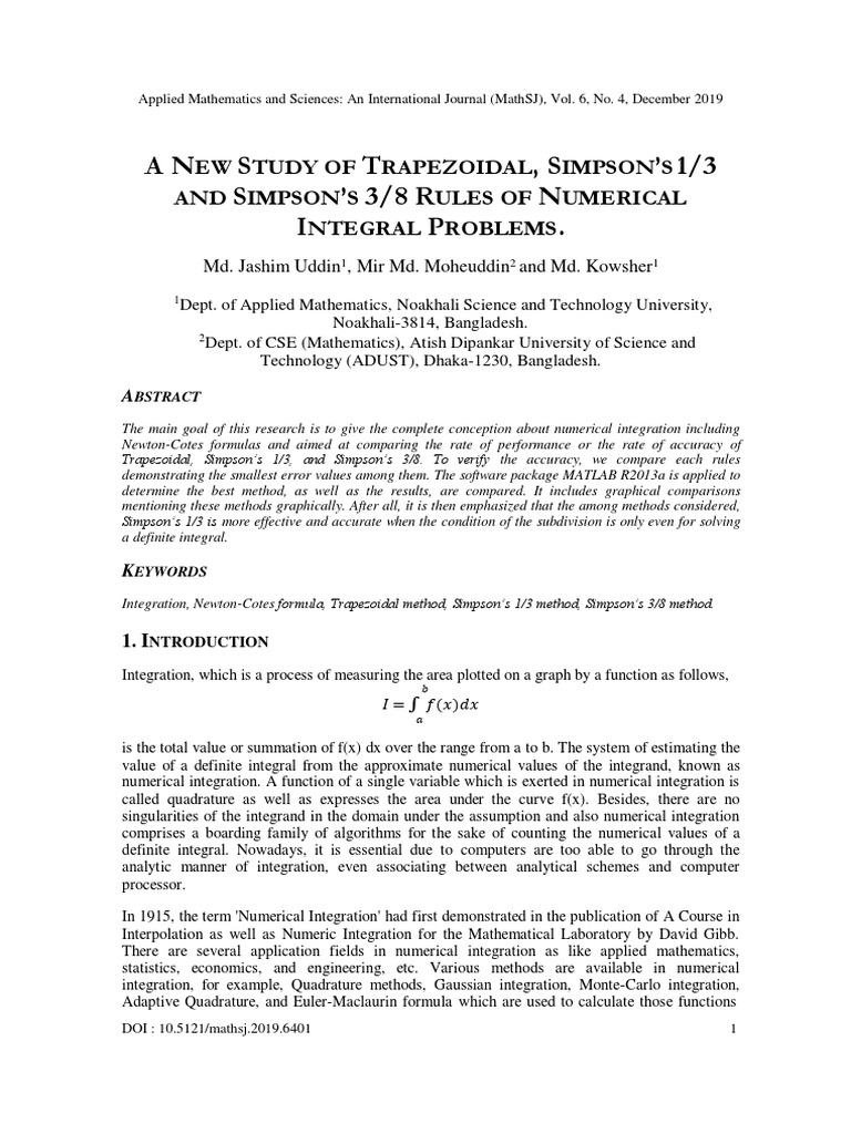 A New Study of Trapezoidal, Simpson's1/3 and Simpson's 3/8 Rules of ...