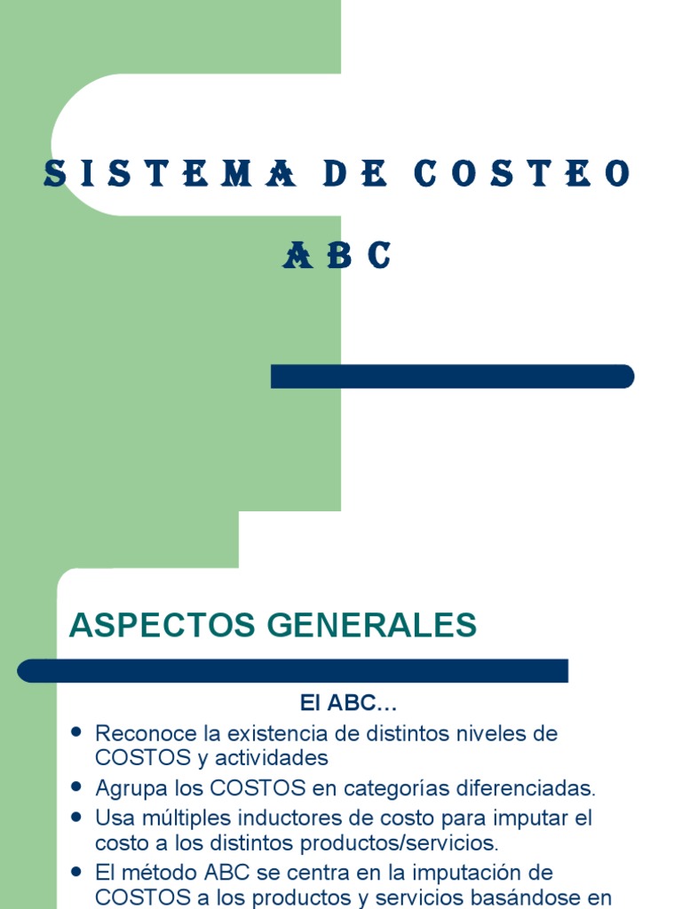 Sistema de Costos ABC | PDF | Costo | Cadena de valor