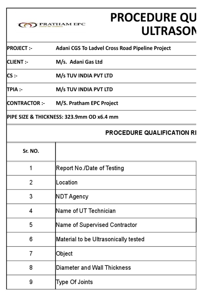 Ut PQR | PDF | Nondestructive Testing | Pipe (Fluid Conveyance)