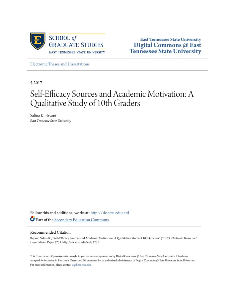 Self-Efficacy Sources and Academic Motivation - A Qualitative Stud PDF ...