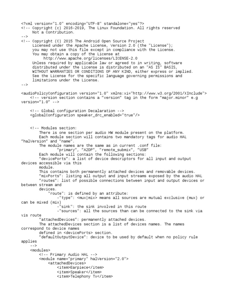 Audio Policy Configuration | PDF | Audio Engineering | Media Technology