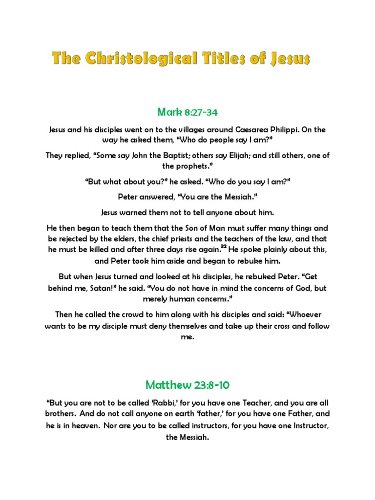 The Christological Title of Jesus | PDF | Resurrection Of Jesus ...
