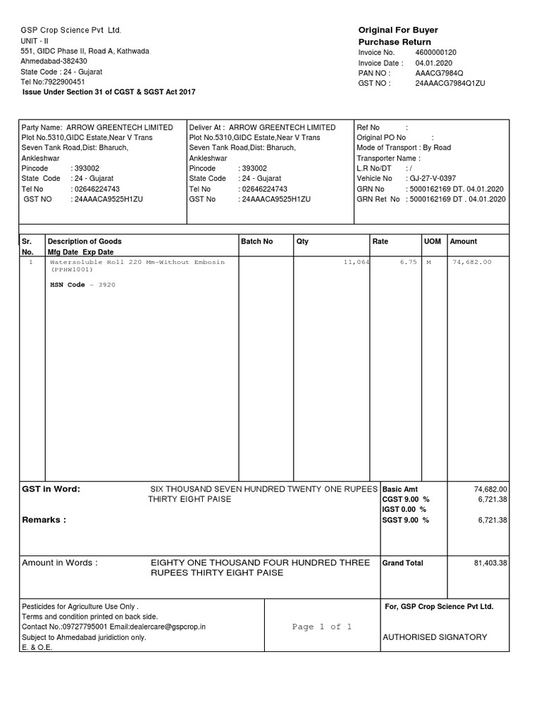 Return Invoice | PDF | Taxation | Government Finances