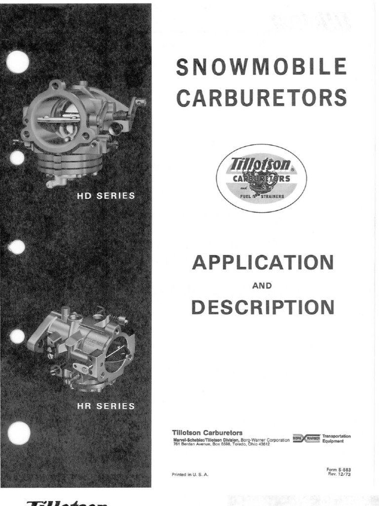 Tilly Carb Cross Over and Refereces | PDF | Carburetor | Engines