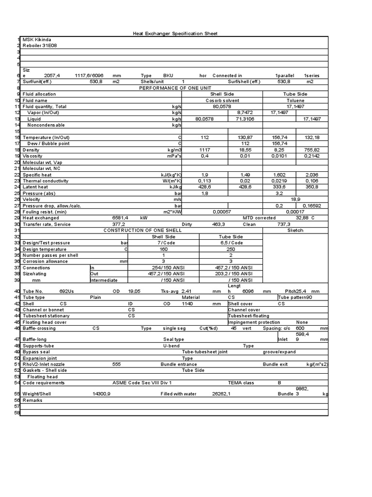 2019-12-20 Reboiler - Spec. Sheet | PDF | Pipe (Fluid Conveyance ...