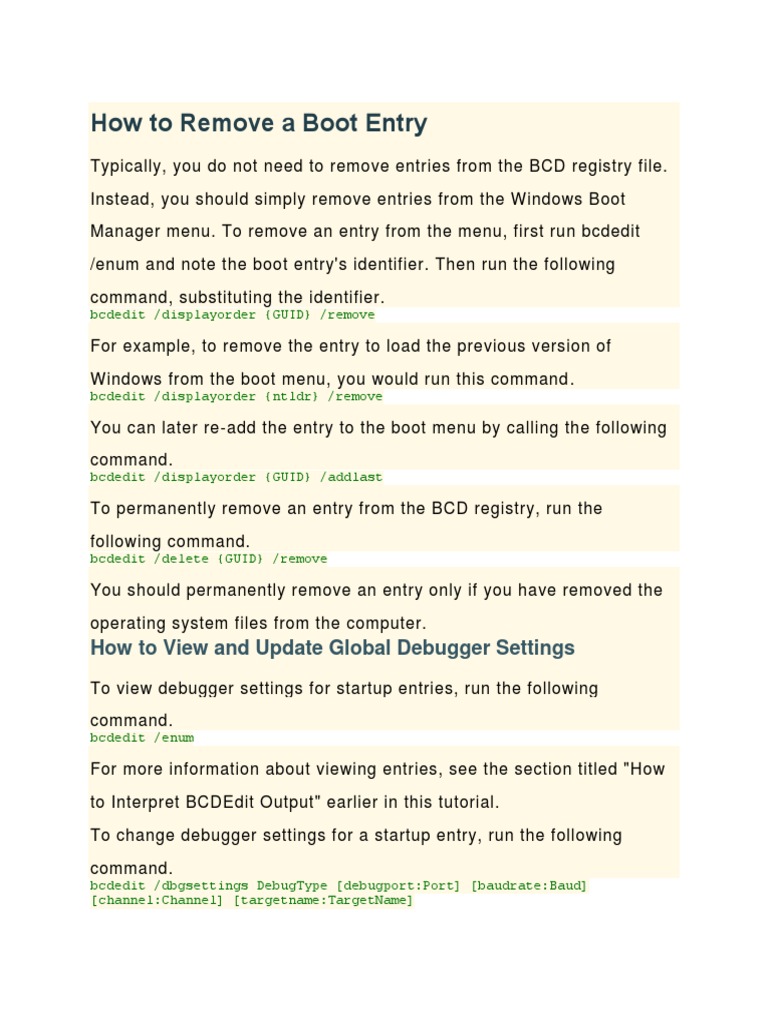How To Remove An OS From A Boot Entry | PDF