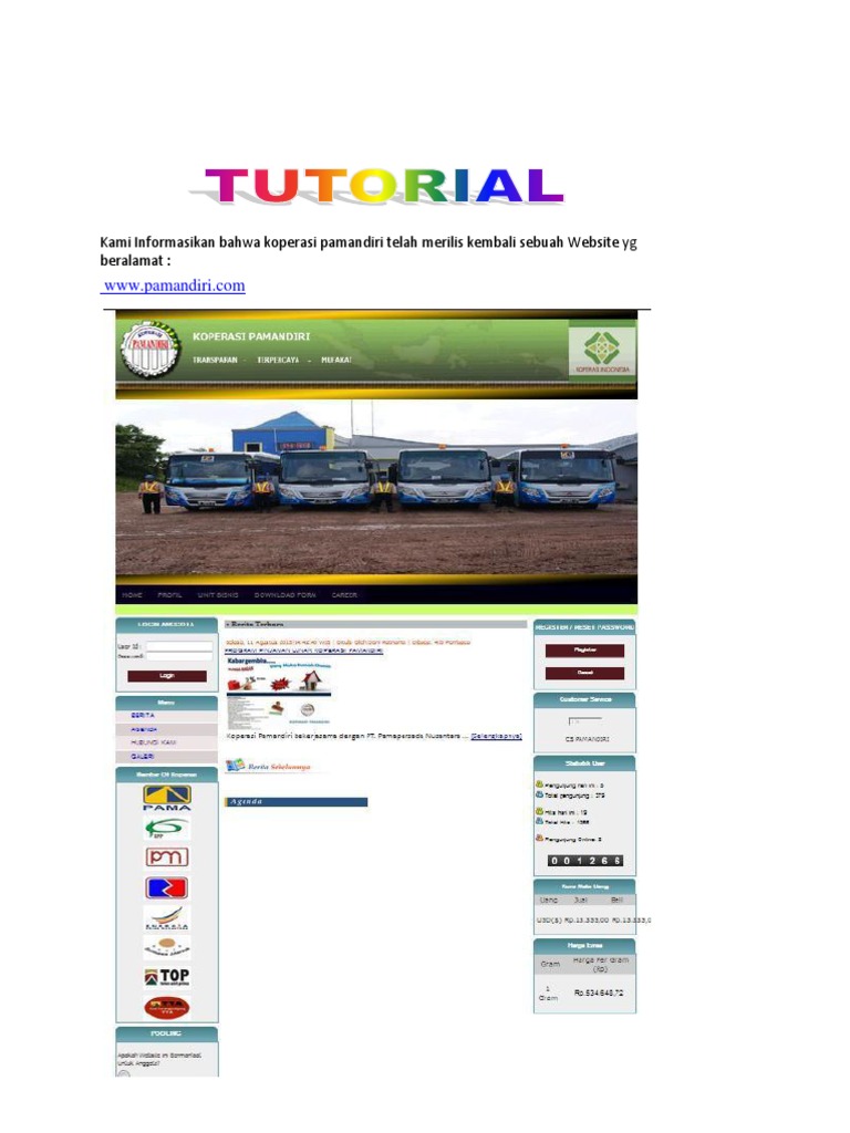 Mengakses Informasi Keanggotaan di Website Koperasi Pamandiri | PDF