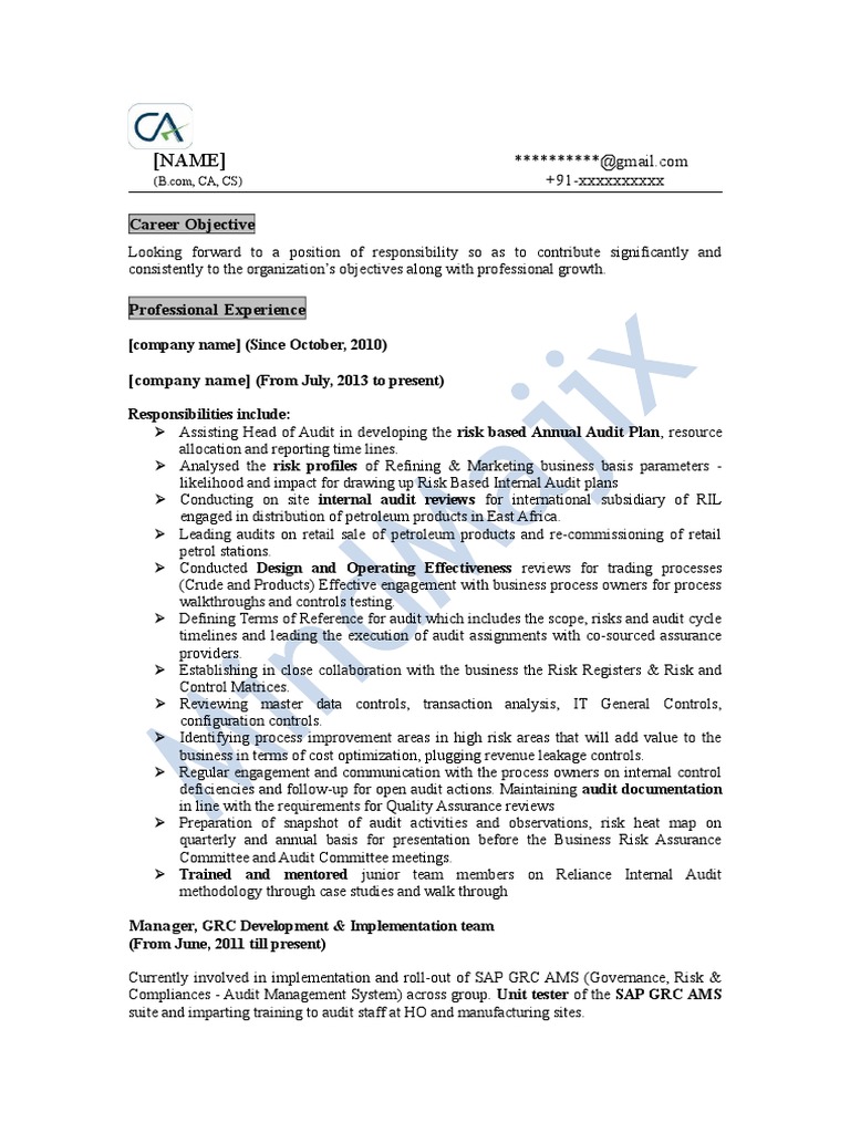 SAP GRC Sample Resume 1 | PDF | Risk Management | Regulatory Compliance