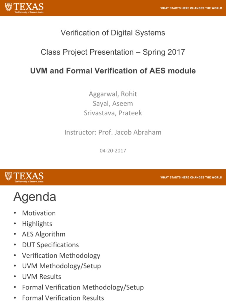 UVM and Formal Verification of AES Module | PDF | Cipher | Cryptography