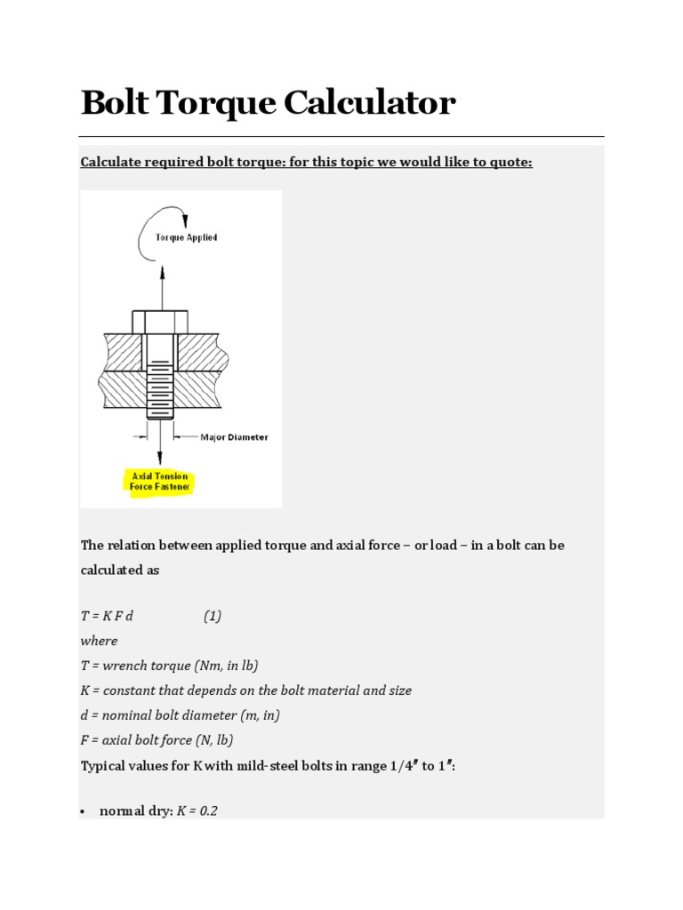 PART 83 Bolt Torque Calculator | PDF