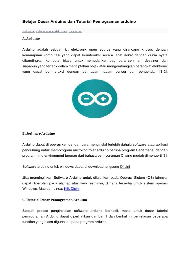 Belajar Dasar Arduino Dan Tutorial Pemograman Arduino Pdf 3881