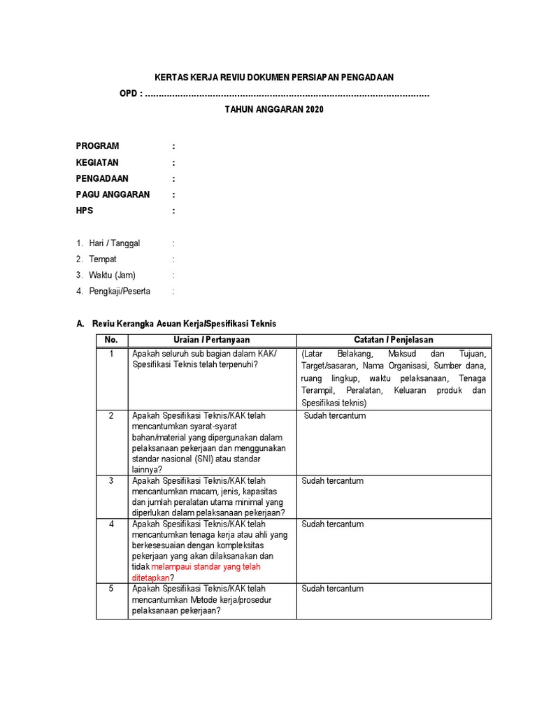 Reviu Dokumen Pengadaan Barang/Jasa | PDF