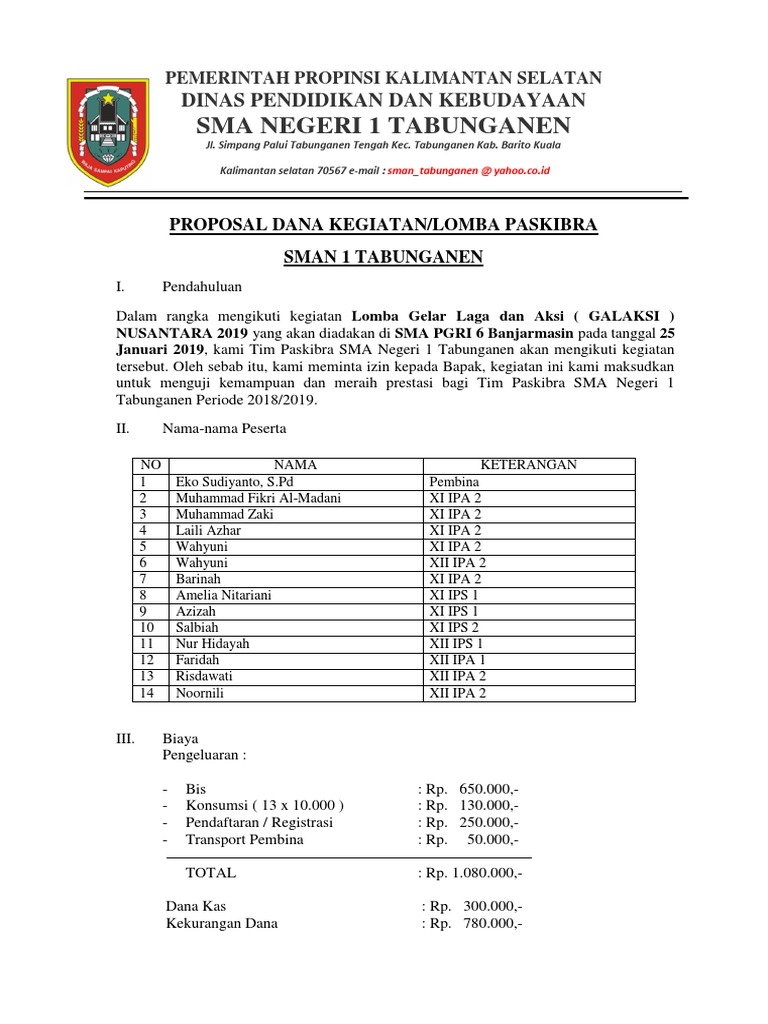 Proposal Lomba Paskibra SMA PGRI 6 2019 | PDF