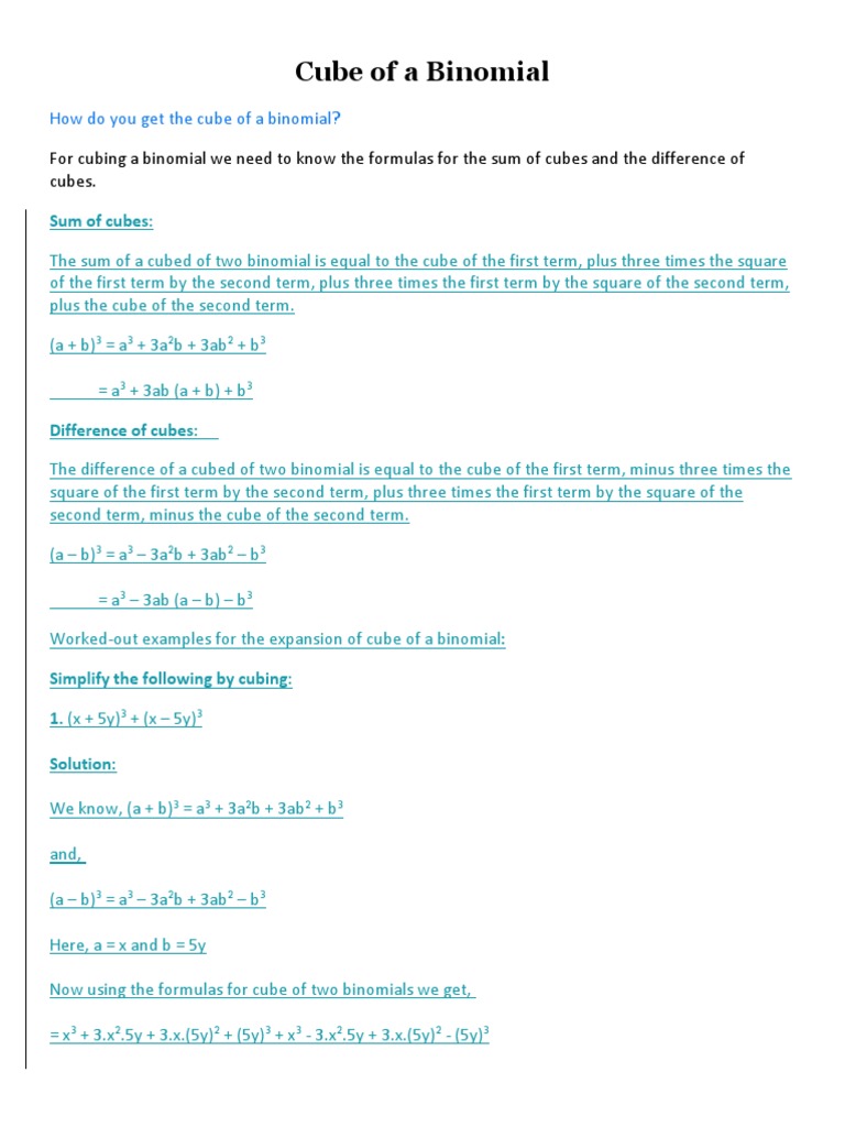 Cube of A Binomial | PDF | Factorization | Numerical Analysis