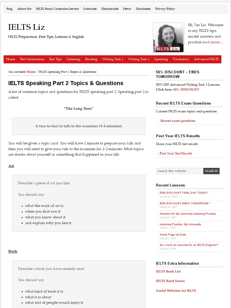 IELTS Speaking Part 2 Topics Guide | PDF | International English ...
