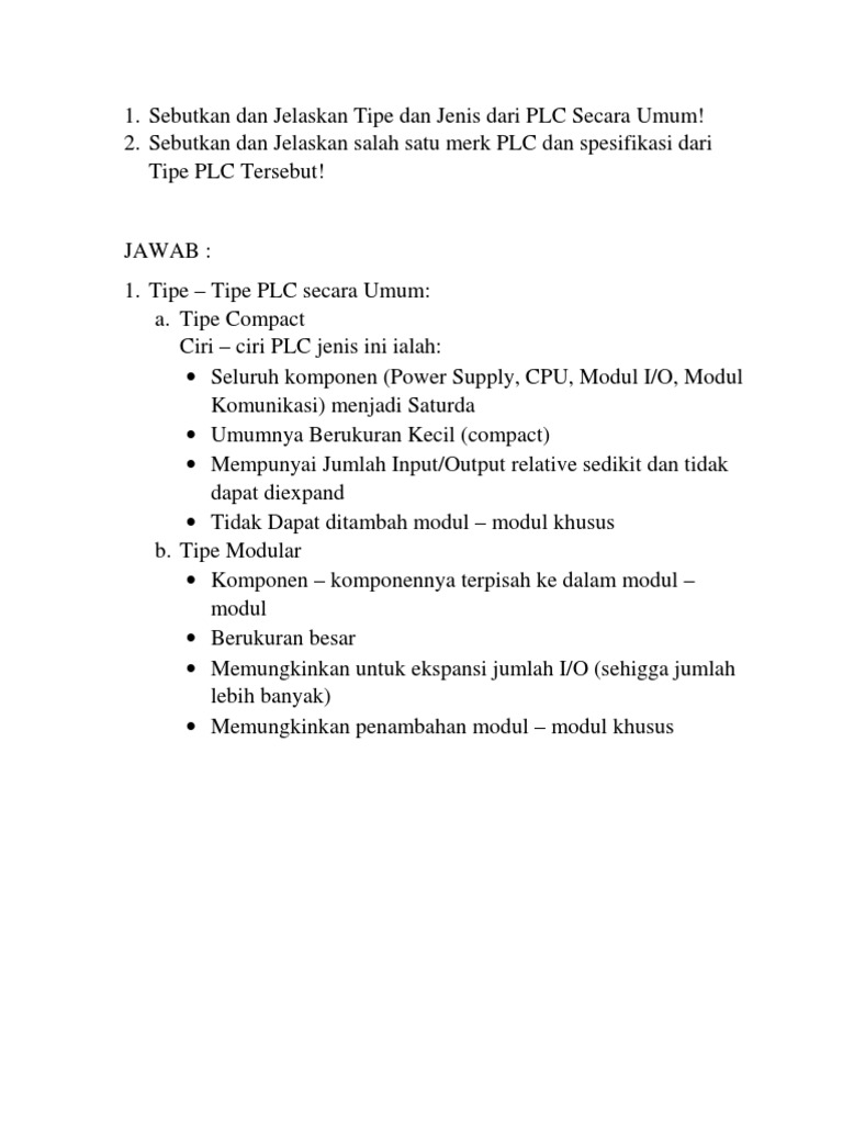Tipe PLC Secara Umum | PDF | Komputer
