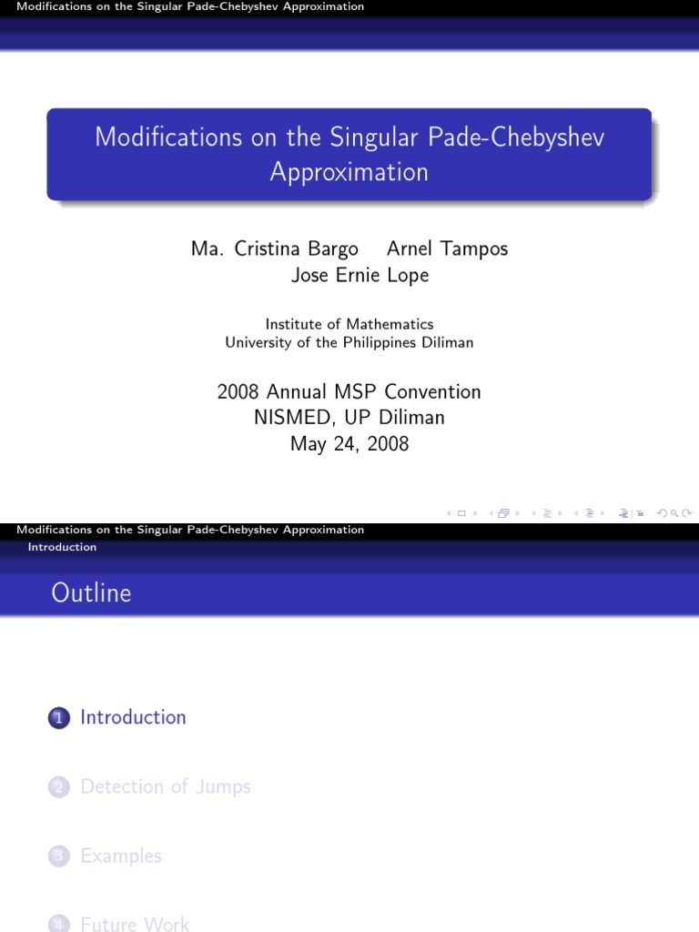 Modifications On The Singular Pade-Chebyshev Approximation | PDF ...