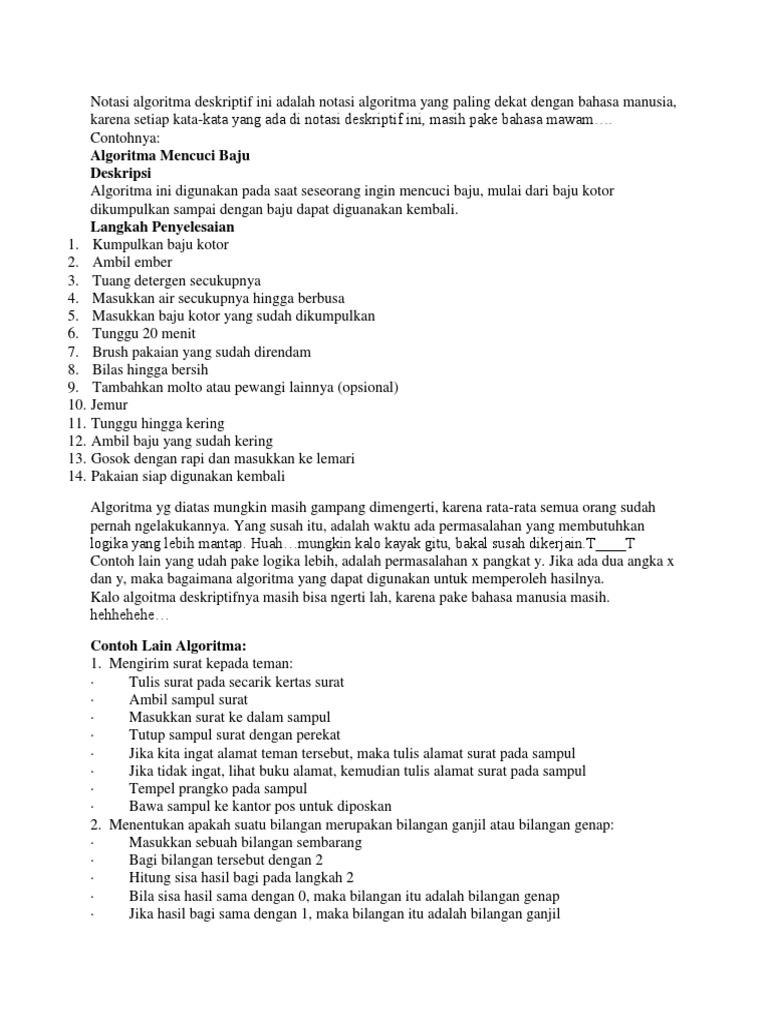 Contoh Algoritma Deskriptif | PDF