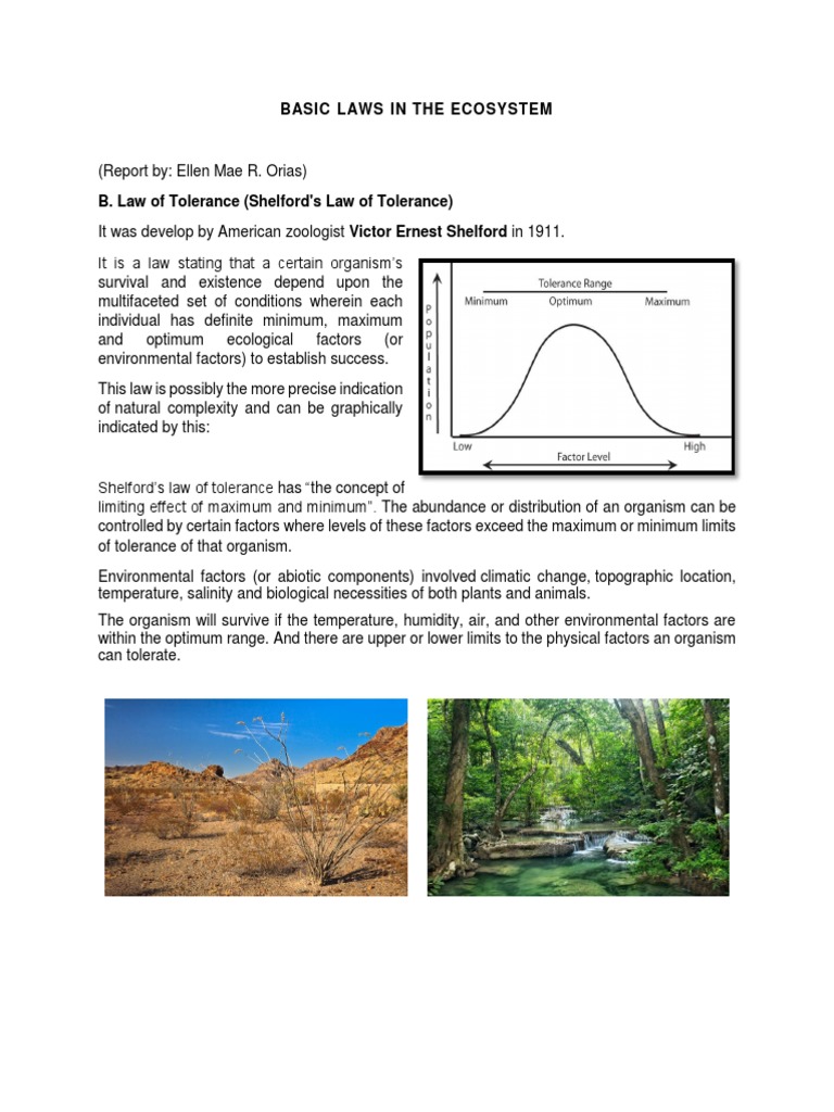 Shelford's Law of Tolerance Explained | PDF | Ecology | Environmental ...