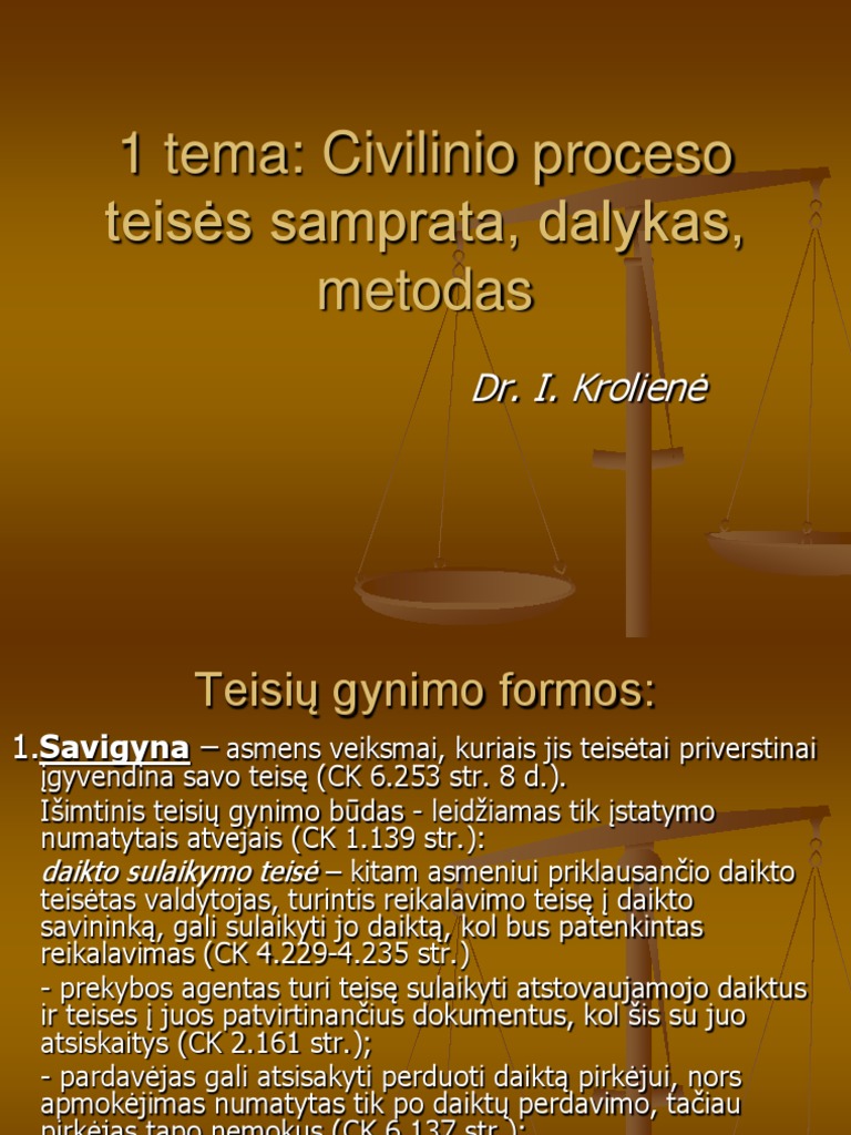 1 Tema. Civilinio Proceso Teisės Samprata, Dalykas, Metodas | PDF