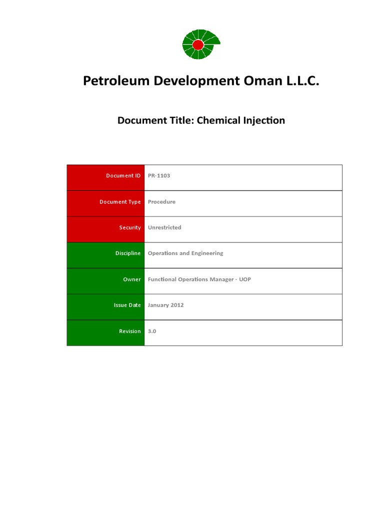 PR-1103 - Chemical Injection | PDF | Pump | Valve