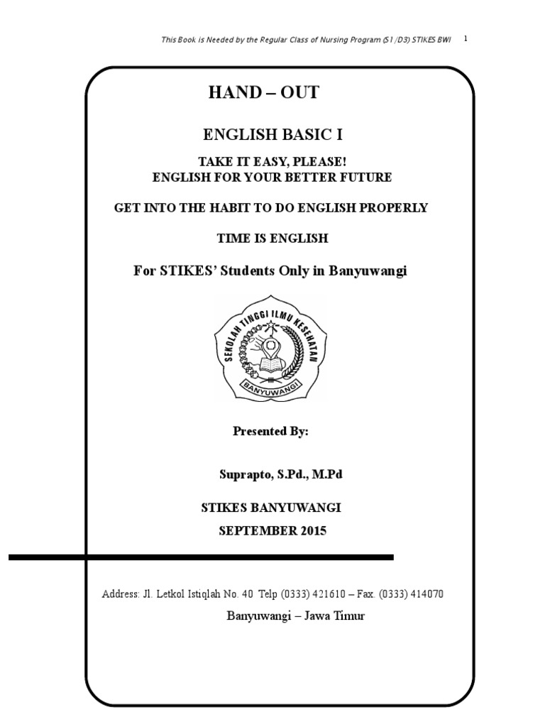 English Basic Stikes Bwi Smster 1 | PDF | Grammatical Tense | Verb