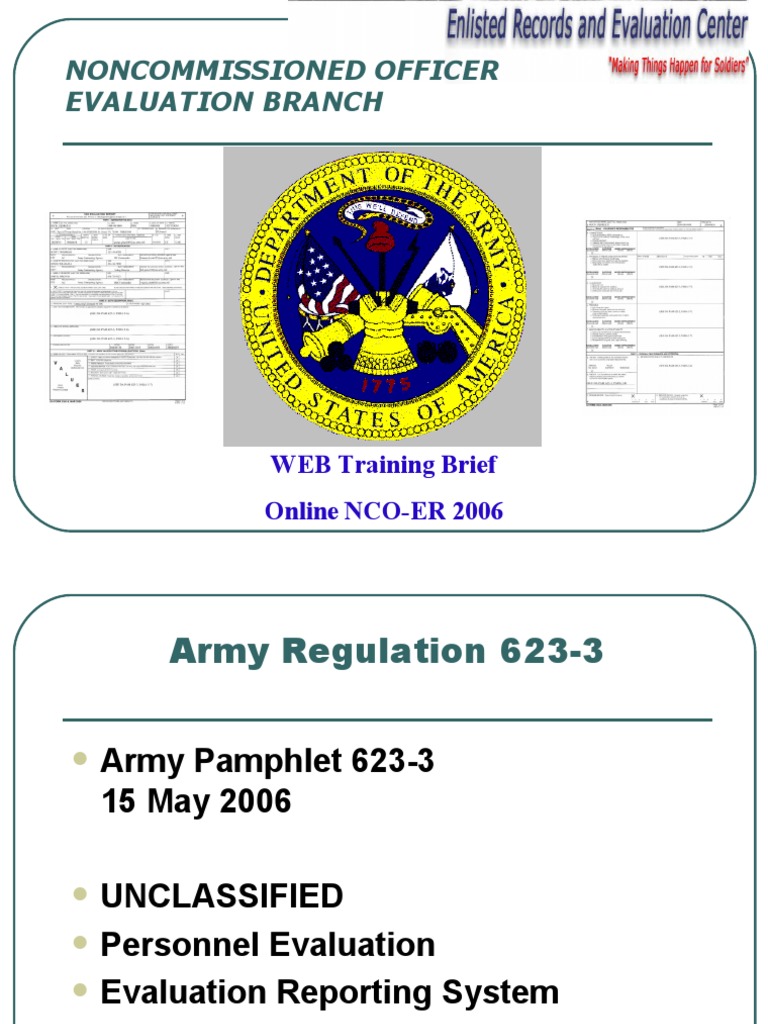 Noncommissioned Officer Evaluation Branch: WEB Training Brief Online ...