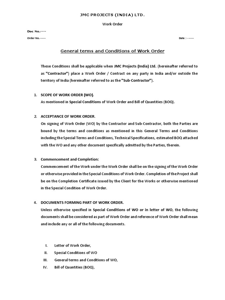 GCC General Terms and Conditions of Work Order | PDF | Invoice | Taxes