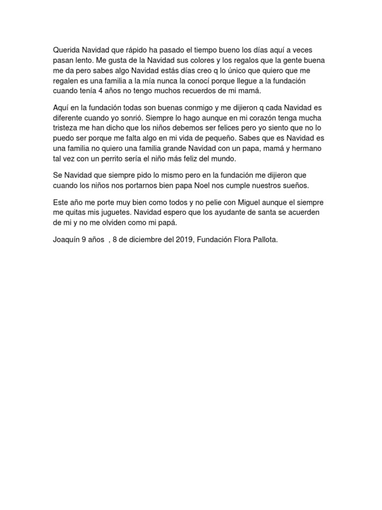 Carta de Navidad de Joaquín a Santa | PDF