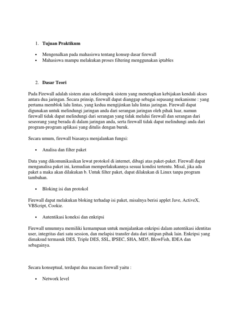 Konfigurasi Firewall dengan Iptables | PDF