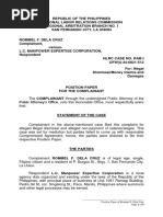Position Paper Labor Case | PDF | Employment | Complaint