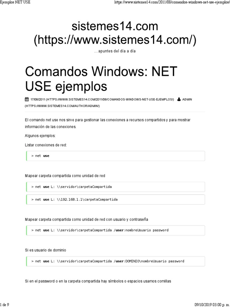 Ejemplos NET USE | PDF | Contraseña | Cibercrimen