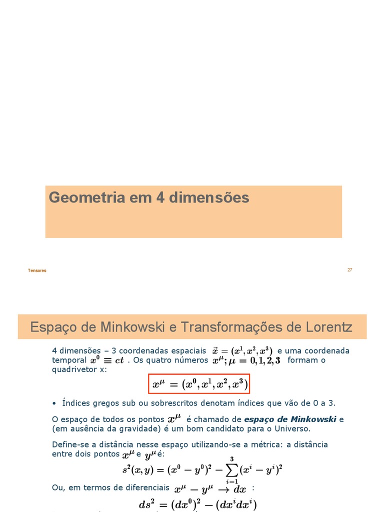 Geometria em 4d | PDF | Tensor | Álgebra linear