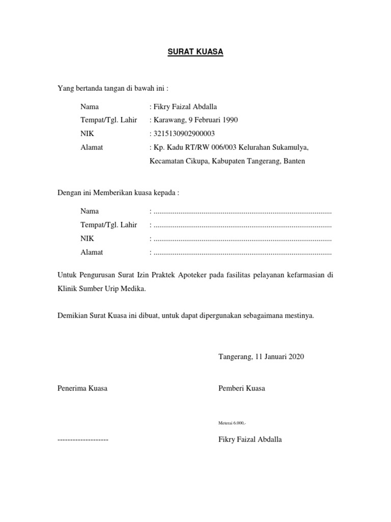Form Surat Kuasa | PDF