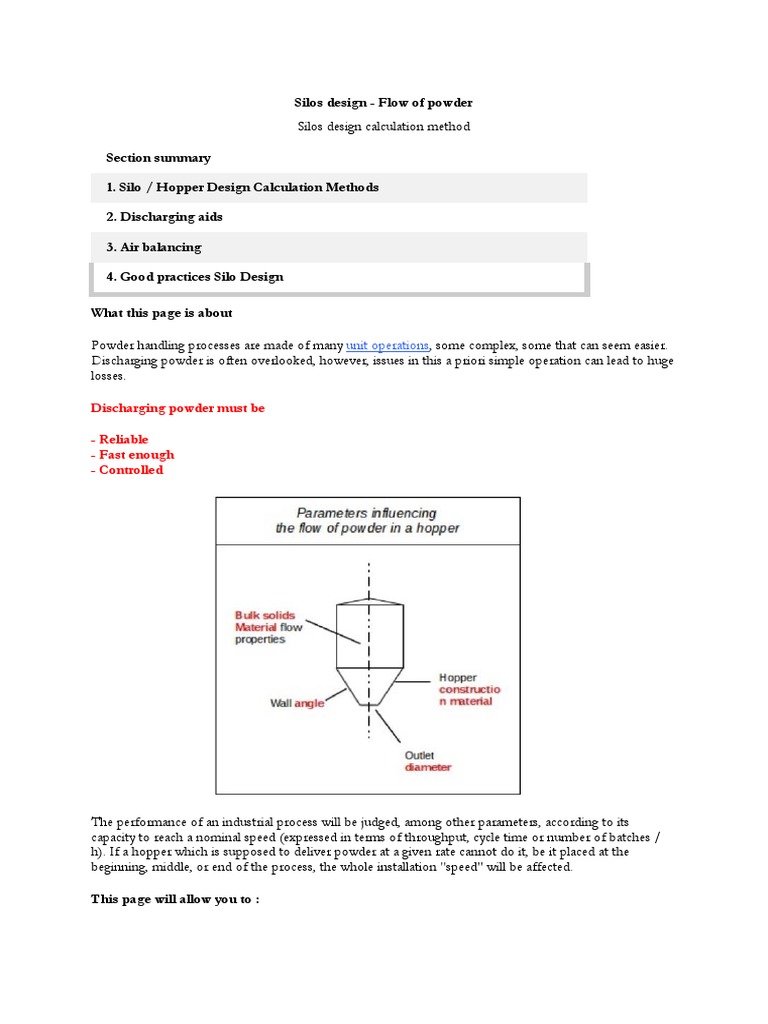 Silos Design | PDF | Fluid Dynamics | Valve