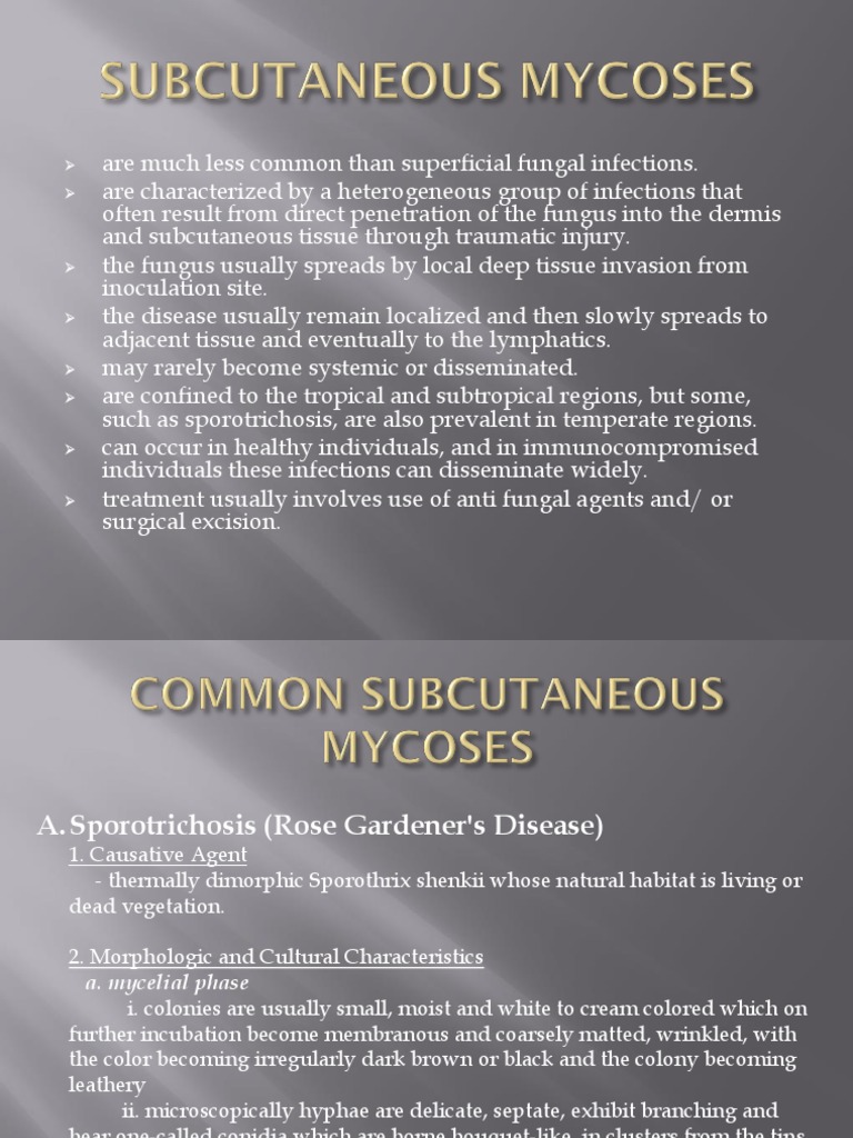 Subcutaneous Mycoses | PDF | Infection | Medical Specialties