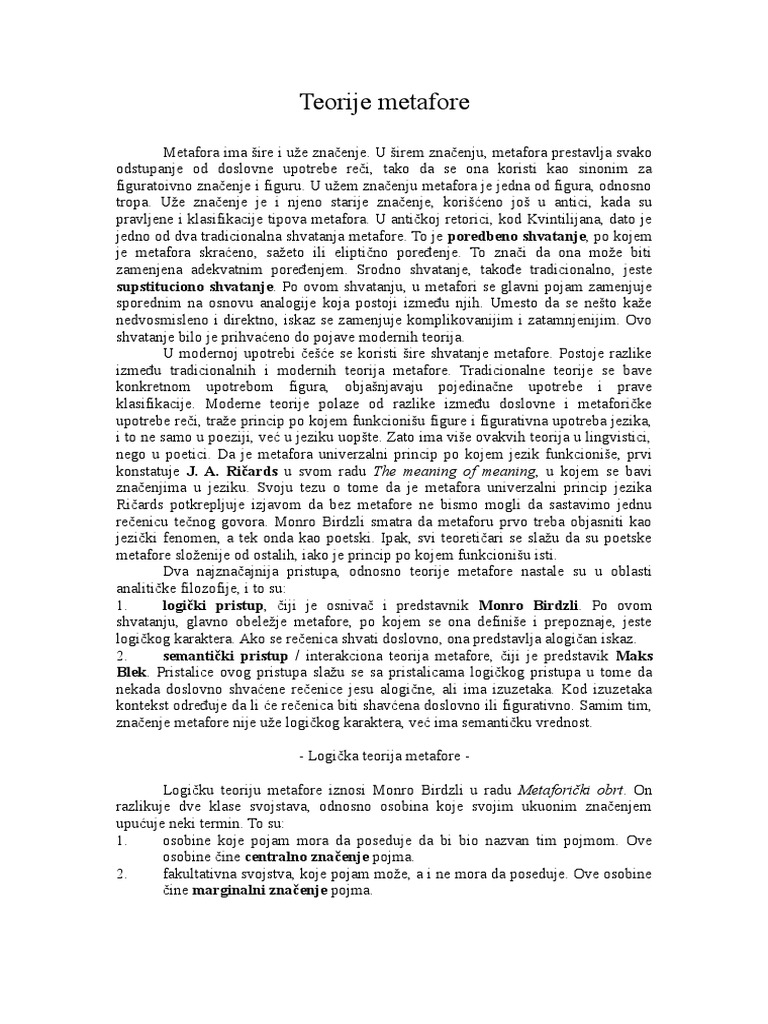 Teorije Metafore | PDF
