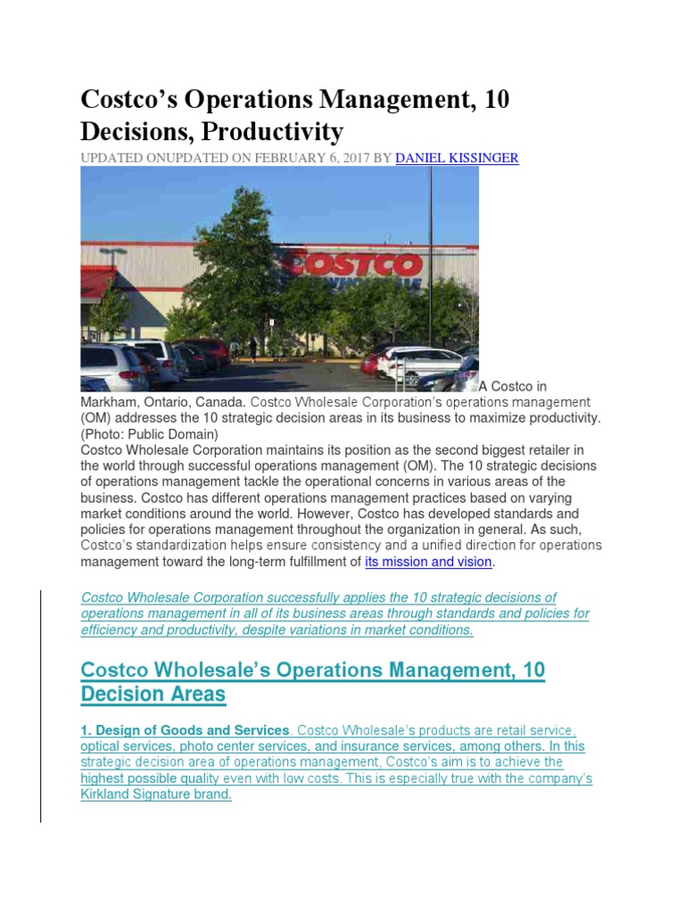 Costco Wholesale Corporation | PDF | Costco | Strategic Management