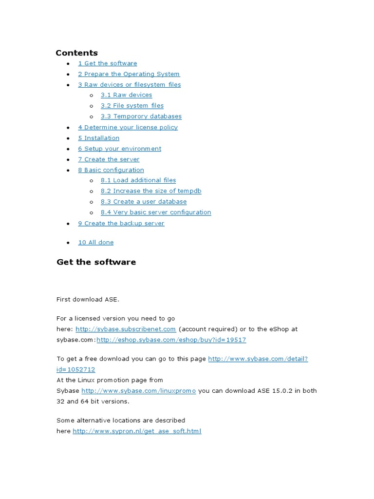 Sybase ASE 15.7 Installation Guide for Linux | PDF | File System | Operating System