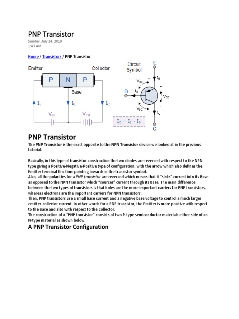 Pnp Transistor Pinout
