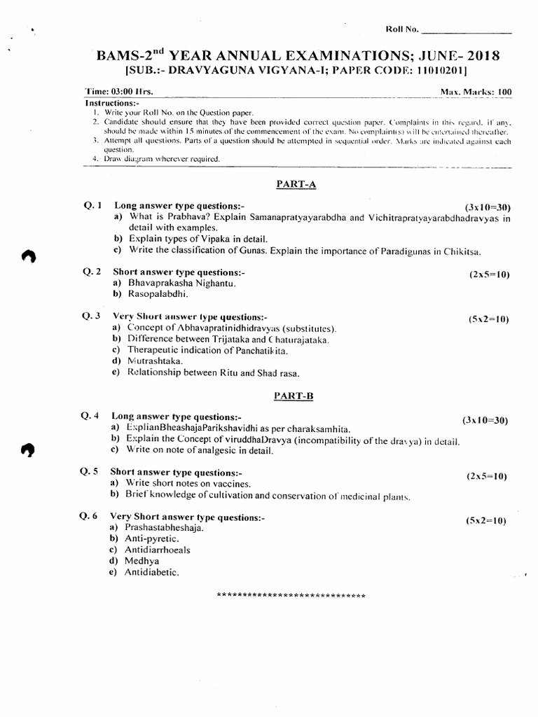 BAMS 2nd Year Annual Examinations June 2018 | PDF | Autopsy | Medical ...
