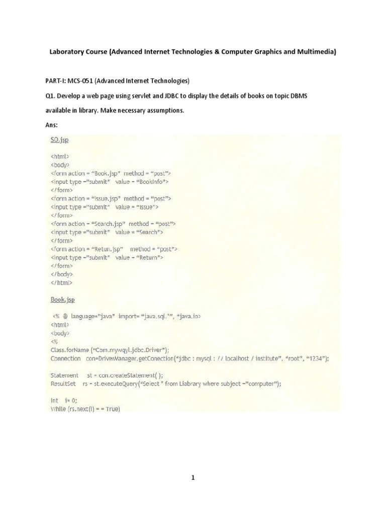 MCSL-054 2019-20 - Word | PDF | Java Servlet | Areas Of Computer Science