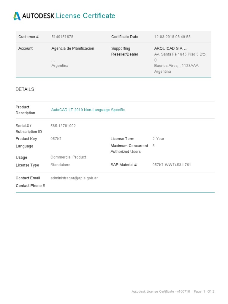LicenseCertificate PDF | Download Free PDF | Autodesk | Auto Cad